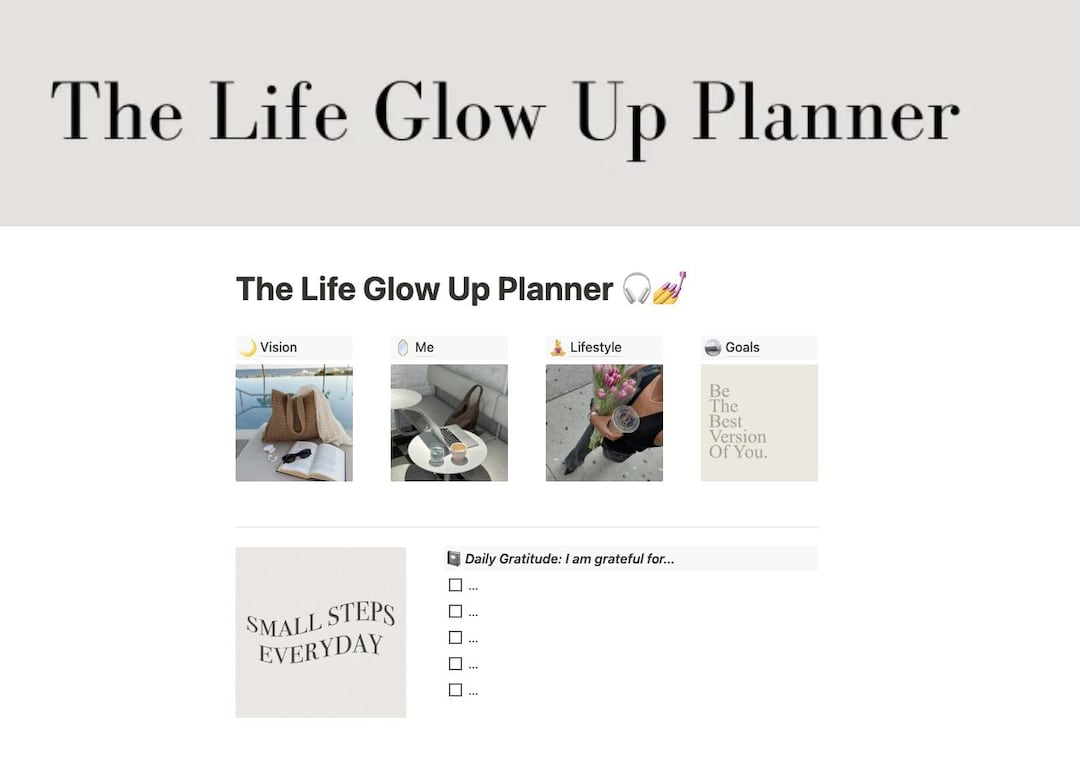 The Ultimate Life Glow up Planner (notion Template) - Etsy