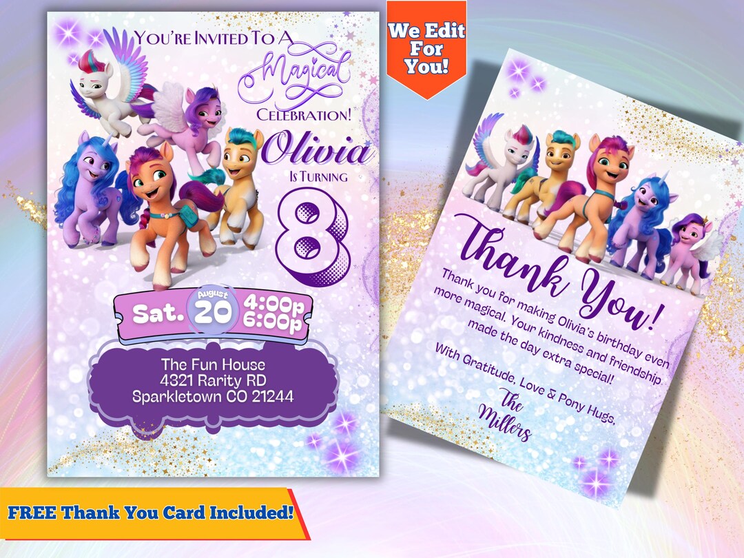 My Little Pony Birthday Invitation - Etsy