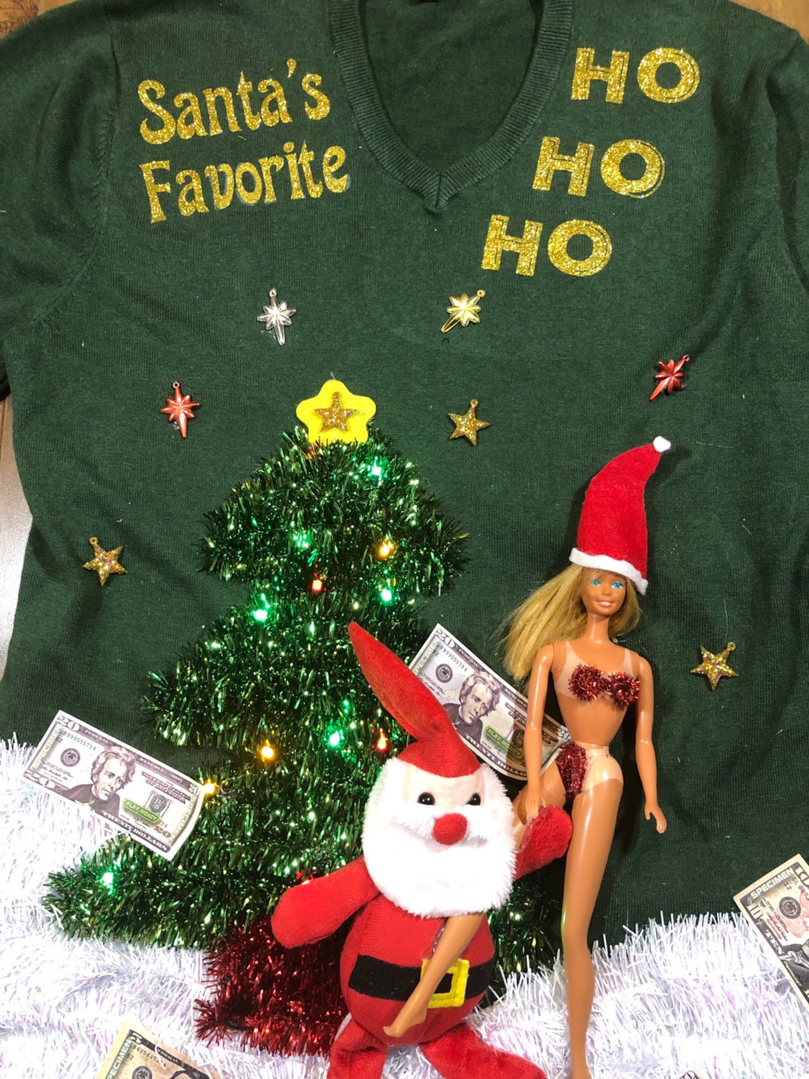 Tacky Ugly Christmas Sweater Naughty North Pole Stripper Etsy