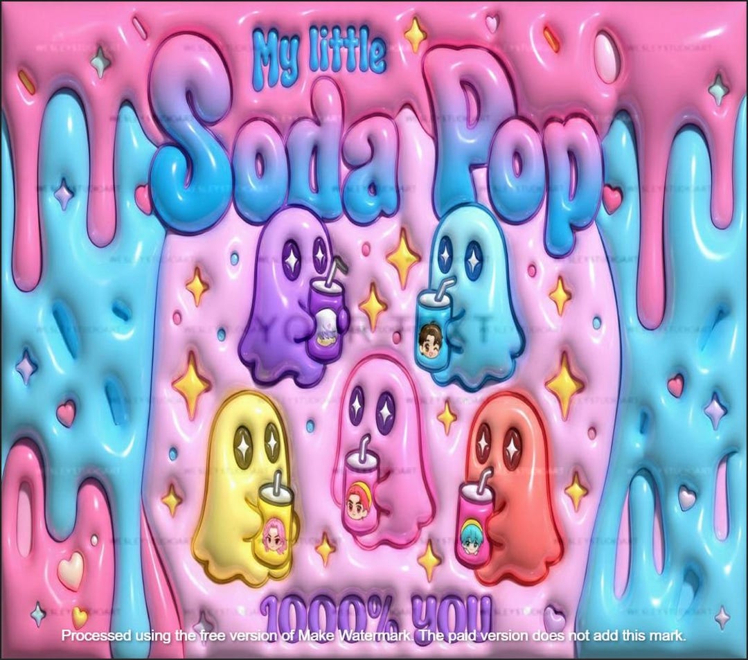 Kawaii Ghost Soda Pop Tumbler Wrap PNG, Pastel Drippy Candy Design ...