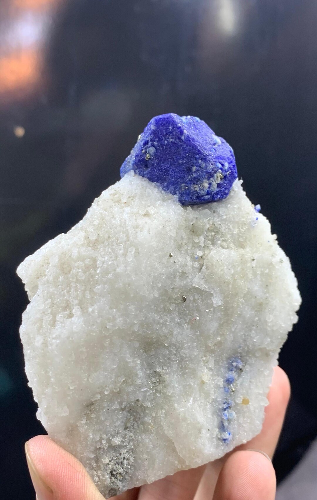 Well Terminated Blue Lazurite Crystal on Matrix With Pyrite Inclusion ...