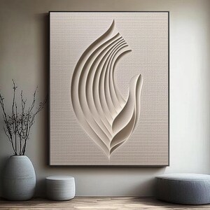 Minimalist Beige 3D Abstract Wall Art, Textured Canvas Sculpture Oil ...