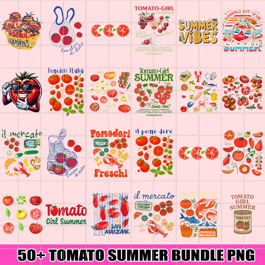 50+ Tomato Summer PNG Bundle, Farmers Market Sublimation, Tomato Girl ...