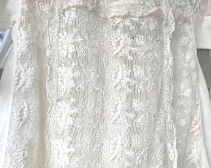 Antique Edwardian 1920s Handmade Embroidered Pin Tuck Cotton Lace Baby ...