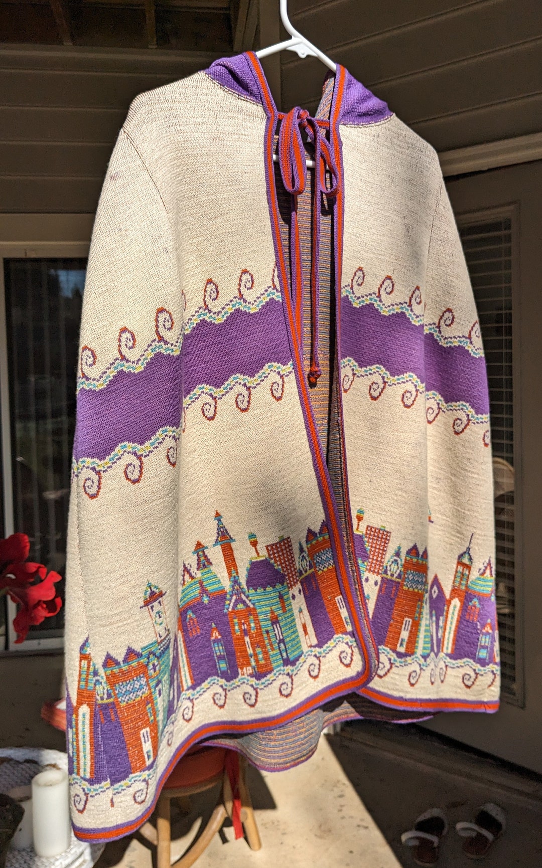 Rare 1970s Haute Hippie Chic Wool Knit Poncho W Hood European Travel ...