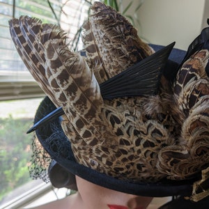 Vintage Black Art Deco Abstract Bird Feather Shape Decoration Hat ...