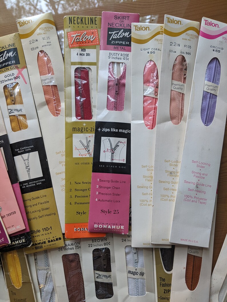 ONE (1) Metal Deadstock 1950s - 1970s Nylon Metal Zippers Multiple ...