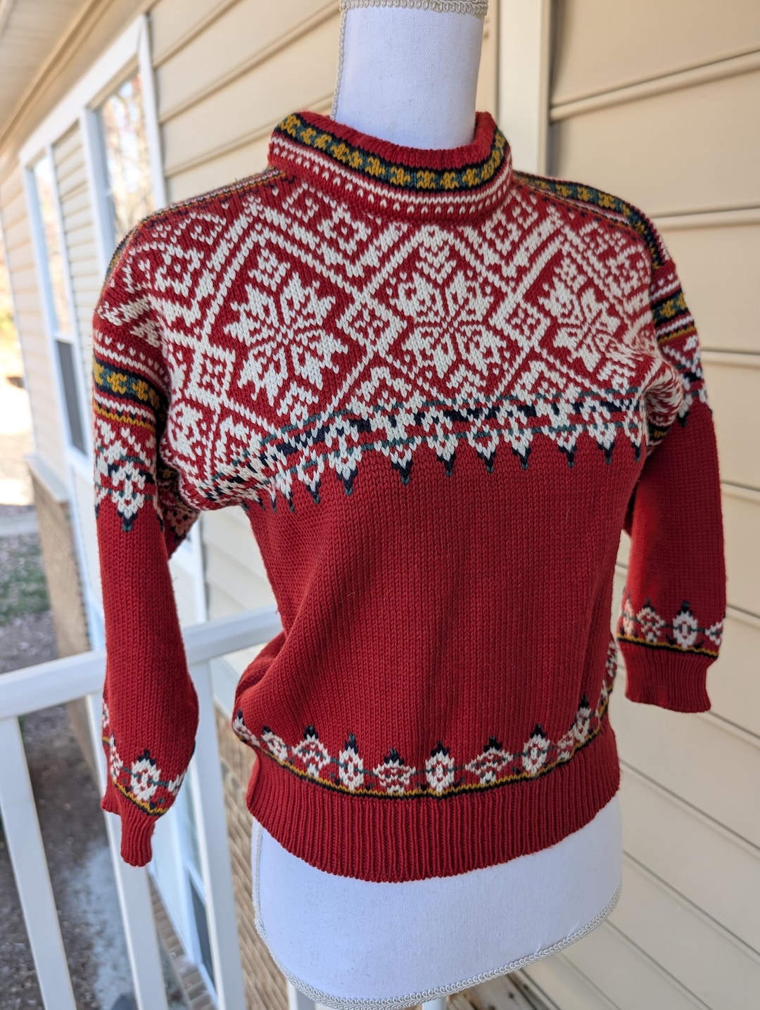 Vintage Dale of Norway Wool Knit Christmas Snowflake Sweater, Kids 8 ...