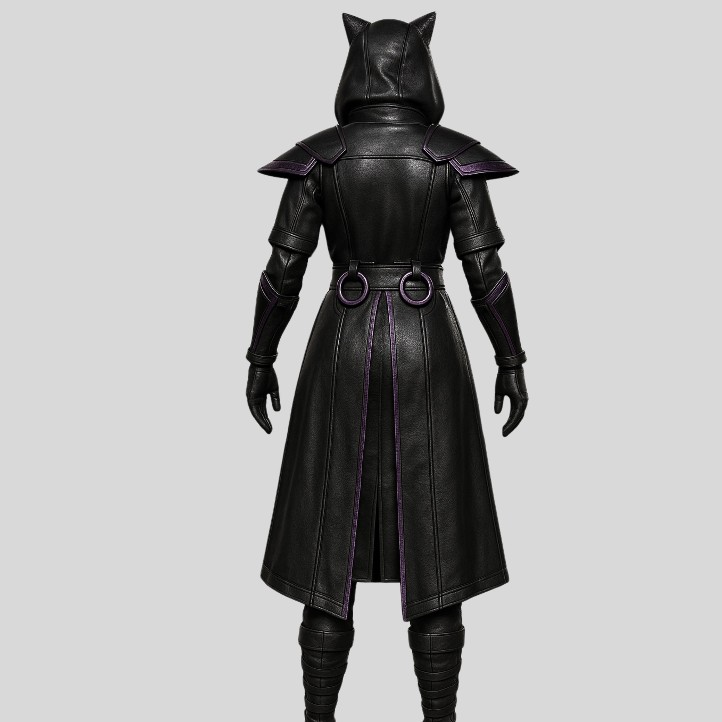 Handcrafted Voidfang Valkyrie Leather Costume, Cat Hooded Gothic ...