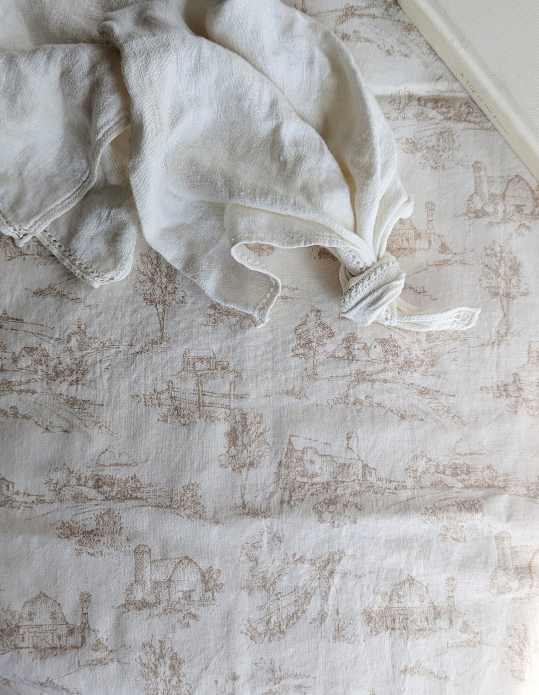 Flax Fitted Crib Sheet: Farm Yard Cottage Print, Neutral Bedding - Etsy
