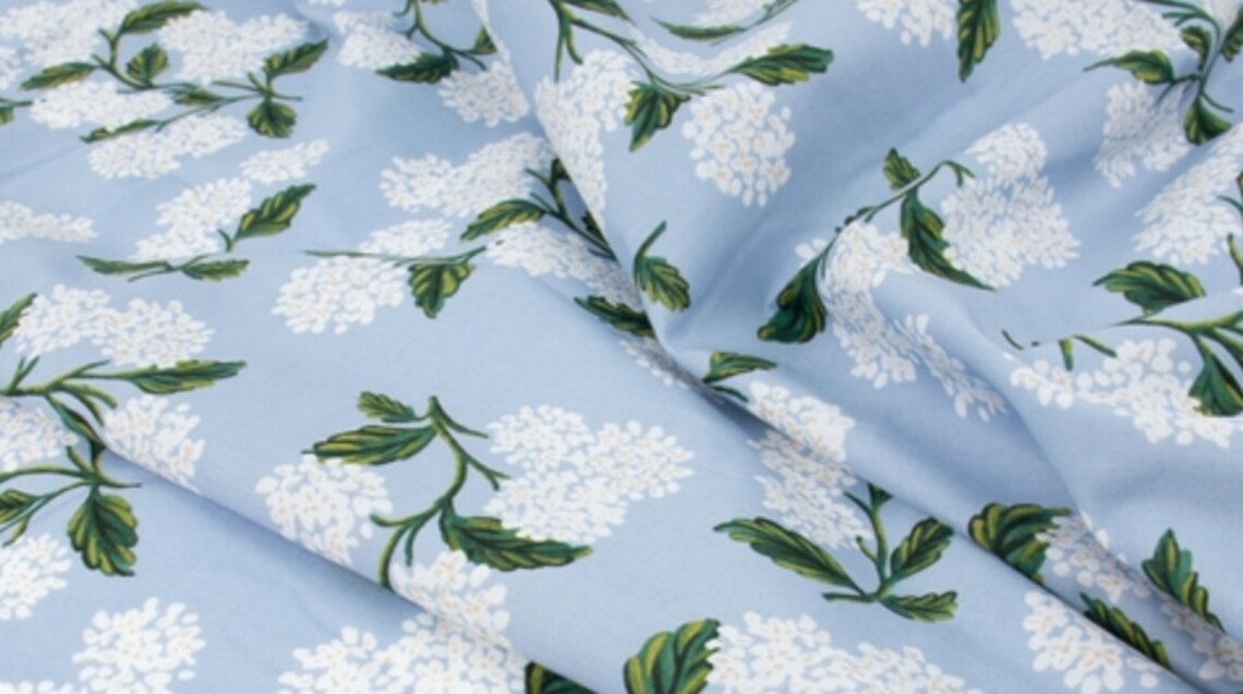 Rifle paper co. Crib Bedding .white blue floral baby Hydrangea | Etsy