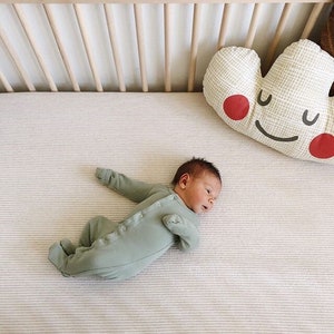 Linen MINI Baby Bedding Beige Stripe -neutral Fitted Crib Sheets Linen ...