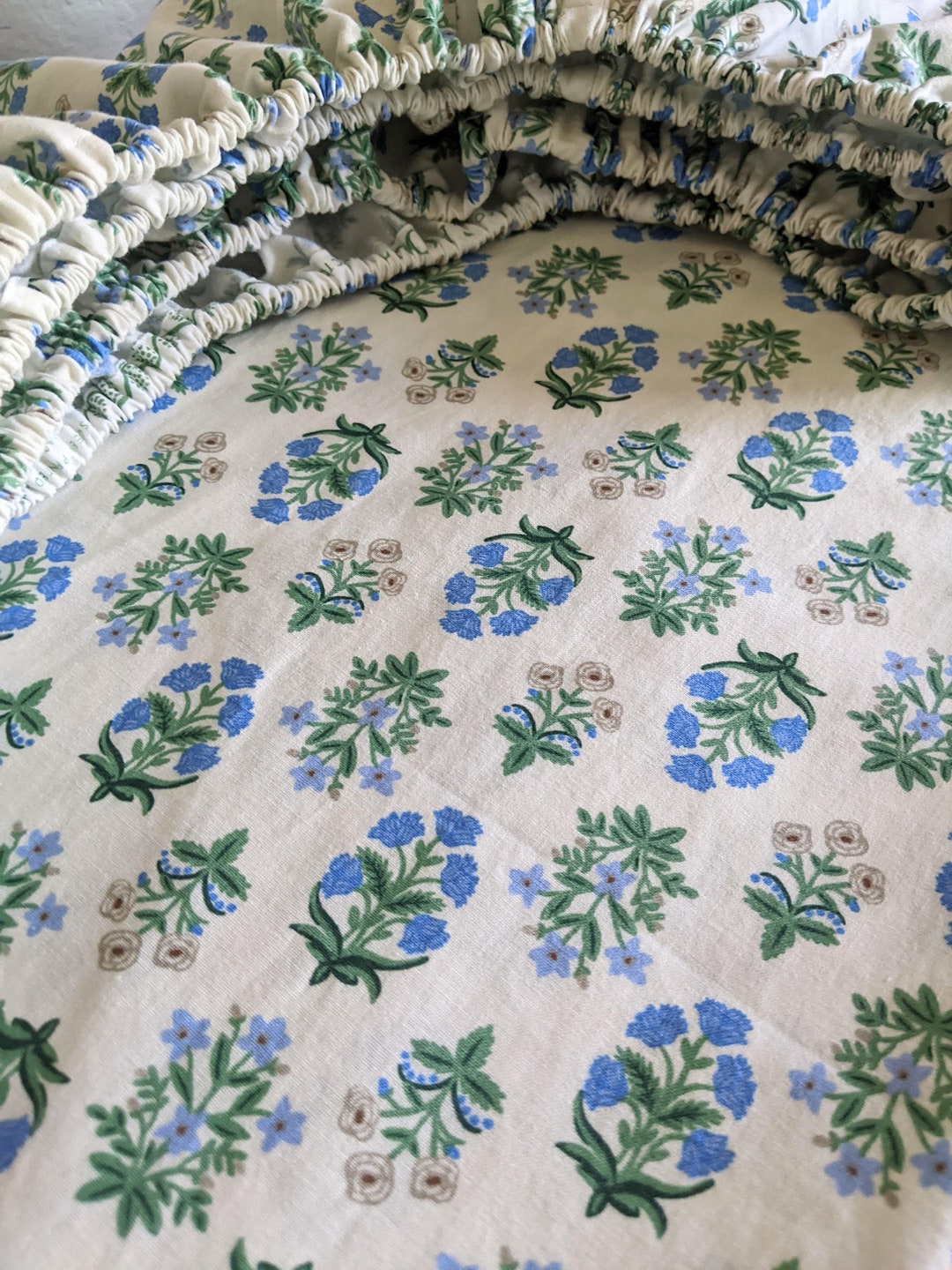 Rifle Paper Co. Crib Sheet: Floral Cotton Baby Bedding, Green Blue ...