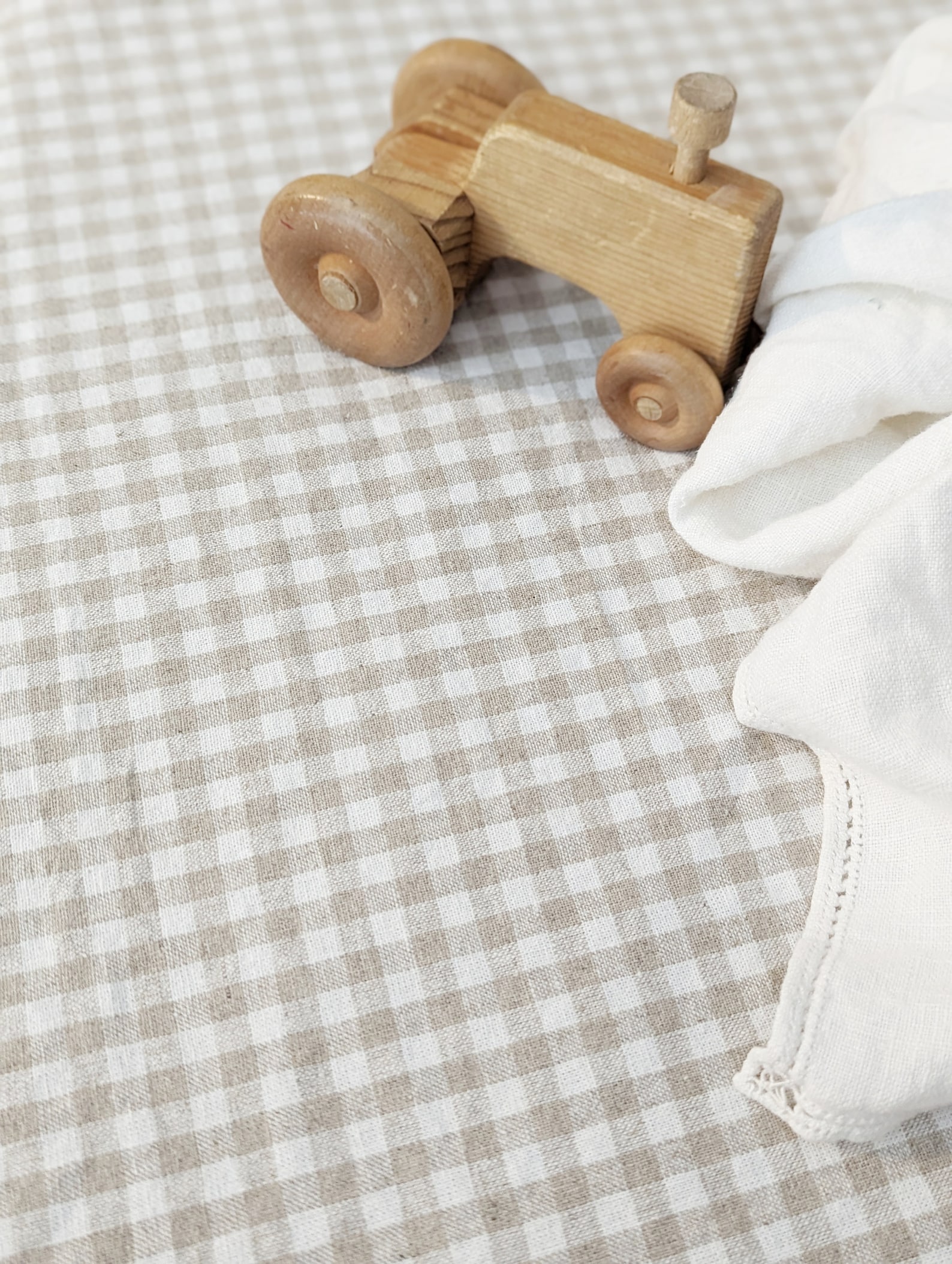 Beige Linen Crib Sheet: Gingham Plaid Baby Bedding - Etsy