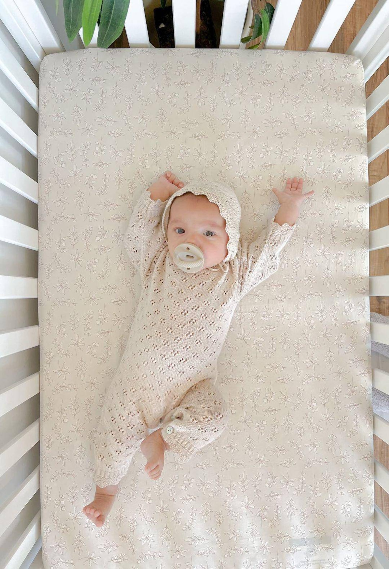 Fitted Crib Sheets Taupe Leaves Neutral Nursery Sheets / Mini - Etsy