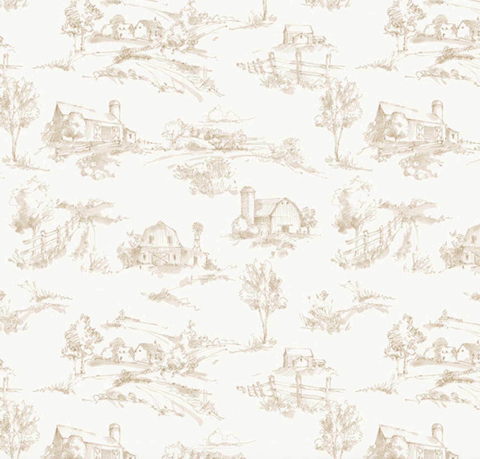 Flax Fitted Crib Sheet: Farm Yard Cottage Print, Neutral Bedding - Etsy