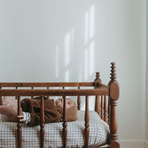 Beige Linen Crib Sheet: Gingham Plaid Baby Bedding - Etsy