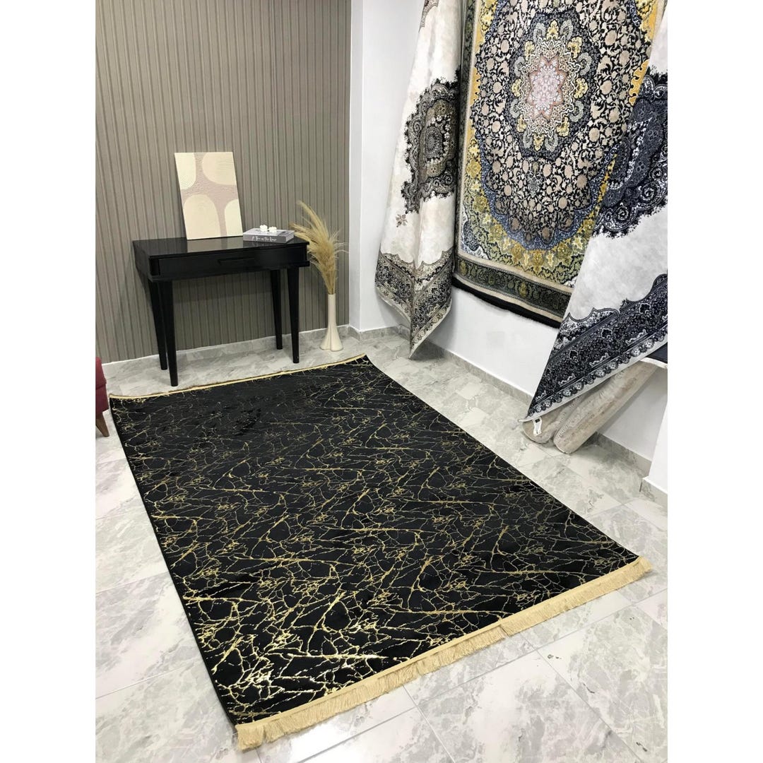Black Gold Luxurious Sparkle Carpet - Sparkling Bamboo Design - Etsy