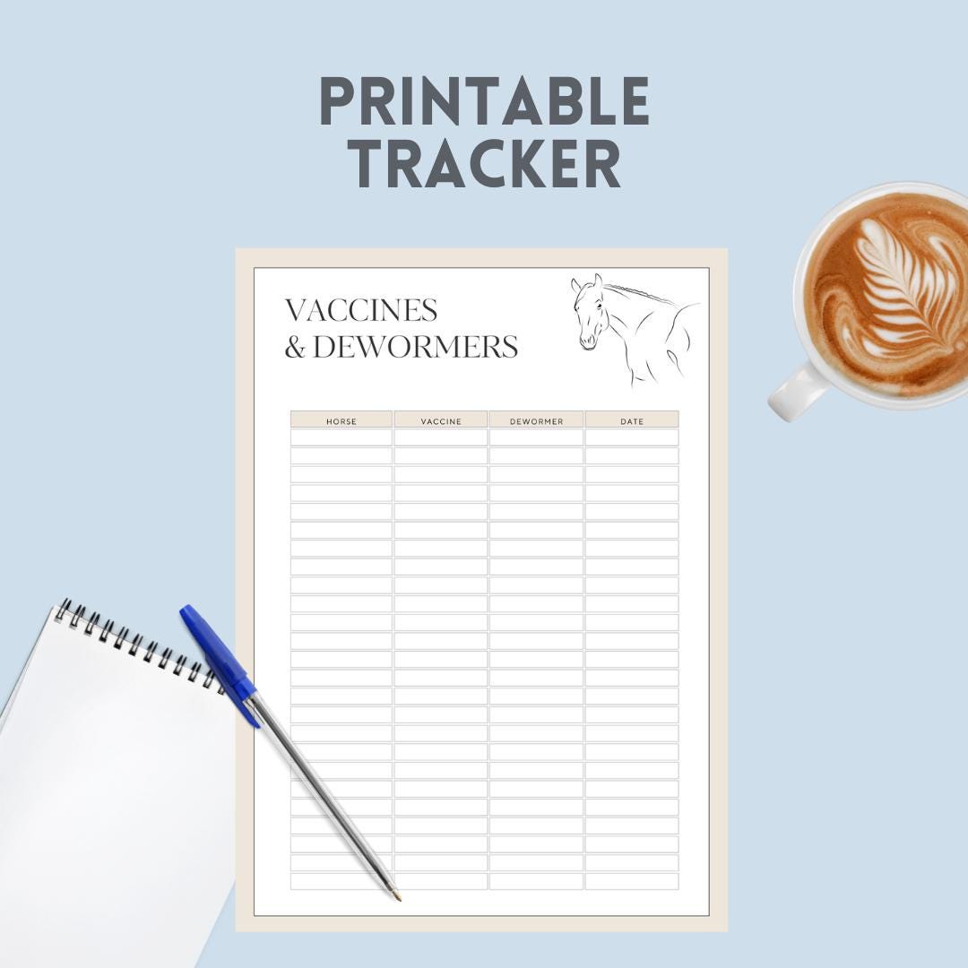 Horse Vaccine & Dewormer Tracker – Printable Equine Health Record ...