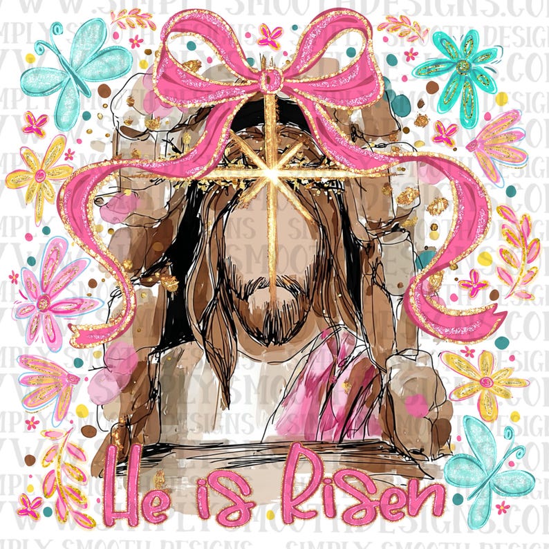 He is Risen, Jesus, Floral, Png Download ORIGINAL DESIGNER - Etsy