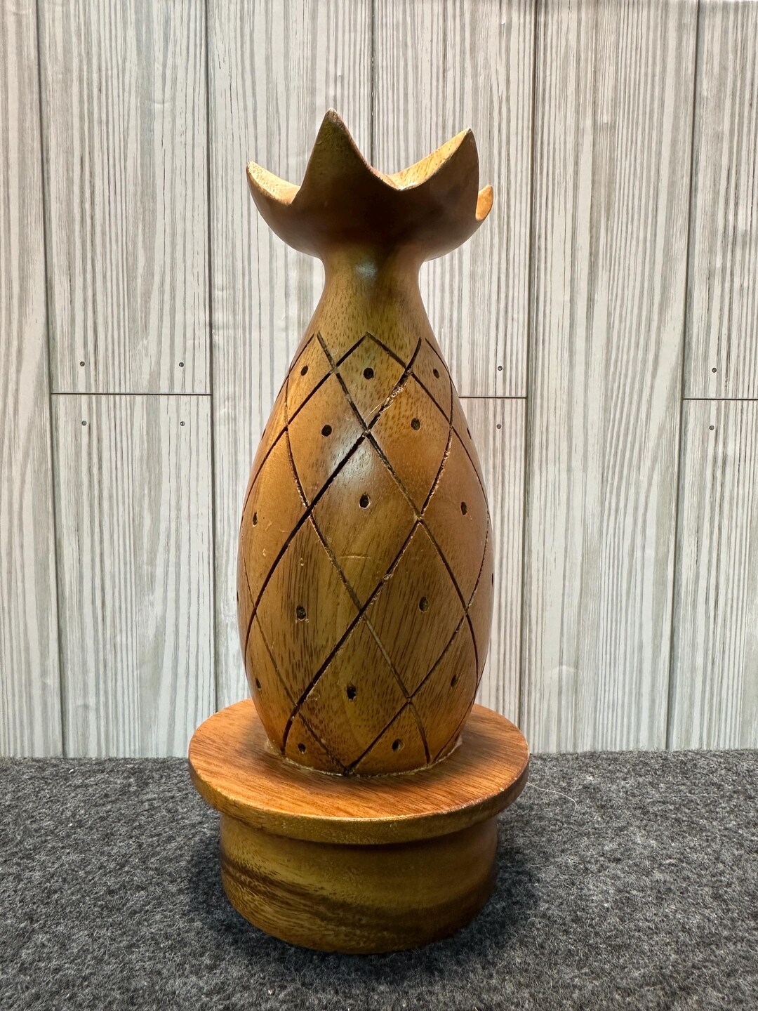 Vintage Monkey Pod Wood Pineapple Appetizer Server Toothpick Holder - Etsy