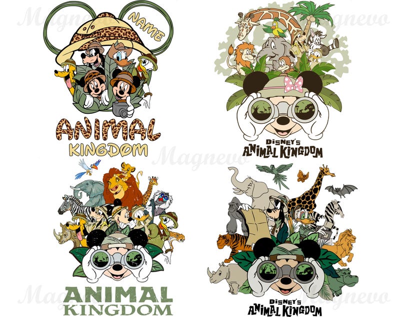 Animal Kingdom PNG Bundle, Mouse and Friends Let's Get Wild Png, Retro ...