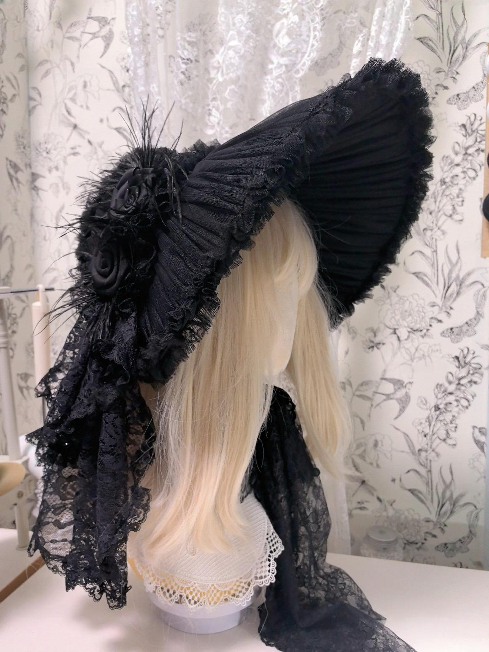 Handmade Gothic Victorian Bonnet, Ruffled Full-head Silhouette - Etsy