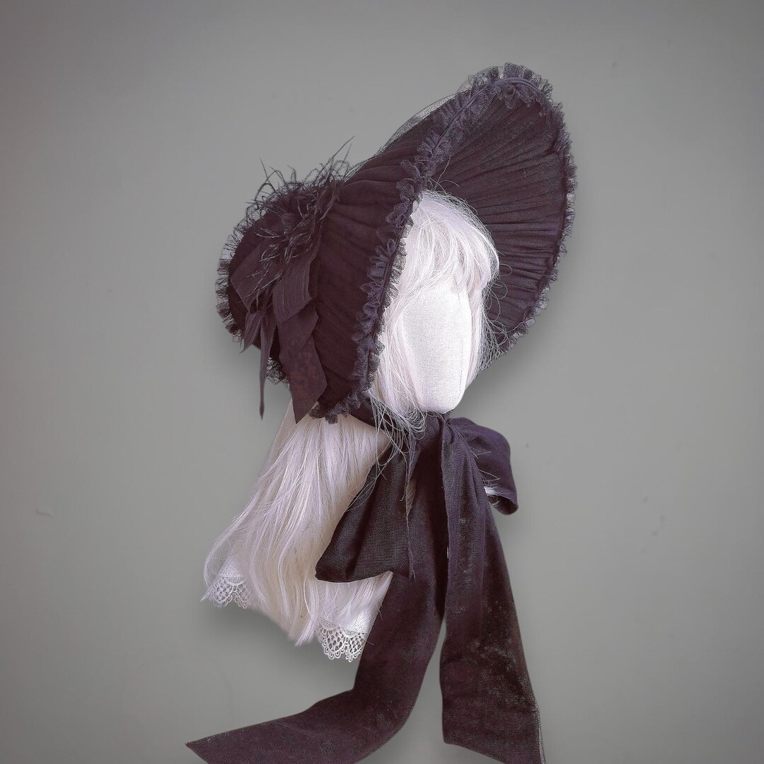 Handmade Gothic Victorian Bonnet, Ruffled Full-head Silhouette - Etsy