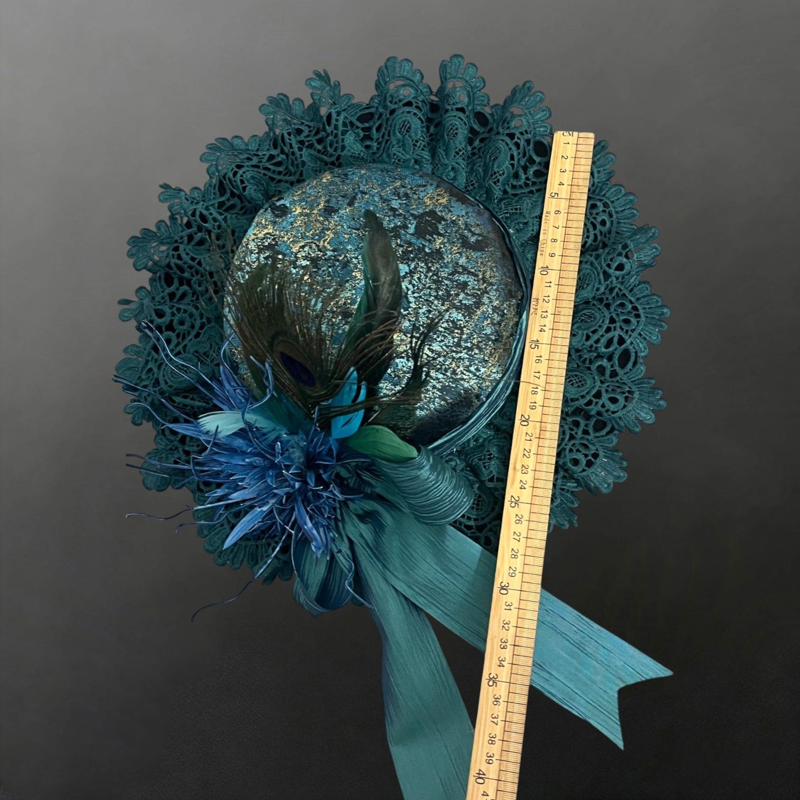 Peacock Feather Wide Brim Hat – Teal Lace Vintage Style Bonnet - Etsy