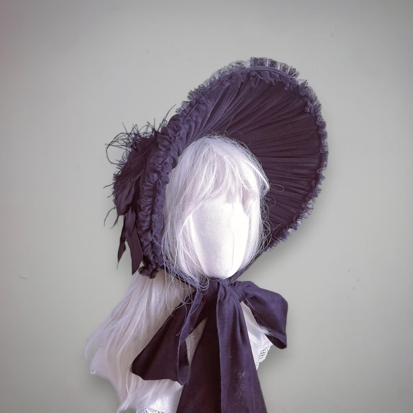 Handmade Gothic Victorian Bonnet, Ruffled Full-head Silhouette - Etsy