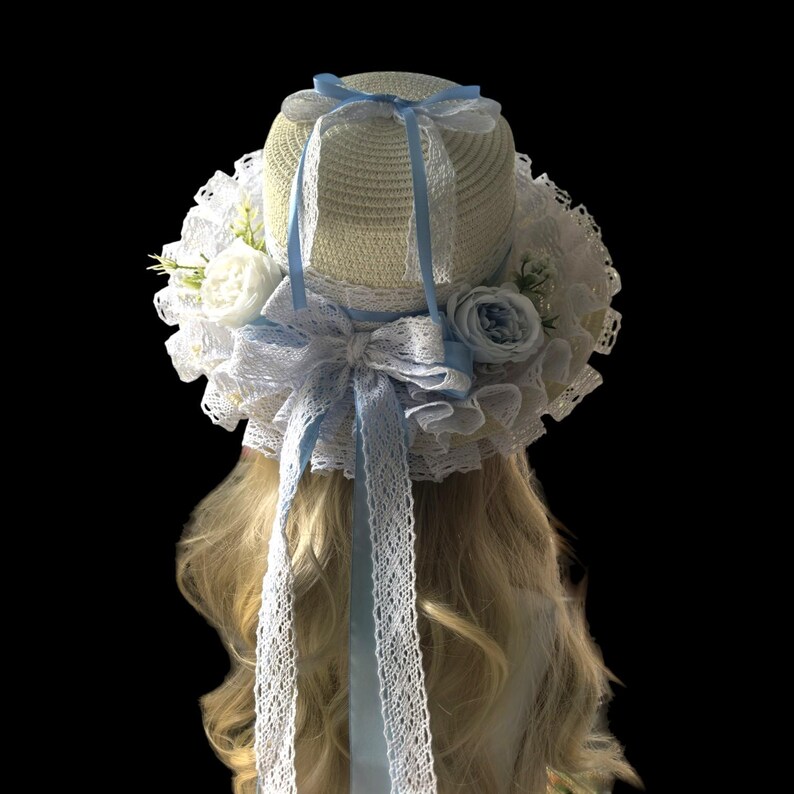 Handmade Cottagecore Sun Hat: Lace Bows & Floral Straw Hat - Etsy