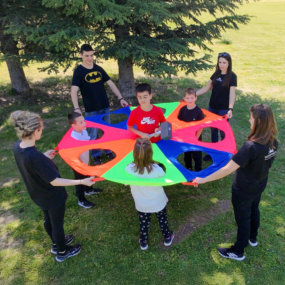 Rainbow Play Parachute Game With Holes: Kids Outdoor Activity - Etsy