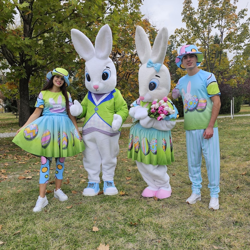 Easter Bunny Mascot Costume Set | Coordinated Performer Outfits ...