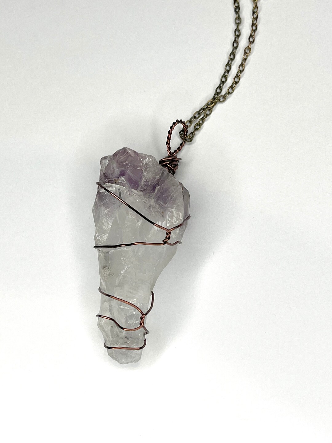 Wire Wrapped Amethyst Pendant | Raw Stone | Jewelry for Witches - Etsy