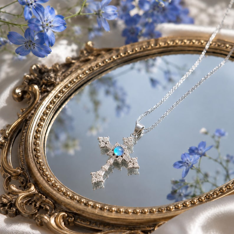 Real Blue Morpho Butterfly Necklace, Cubic Zirconia Cross Pendant ...
