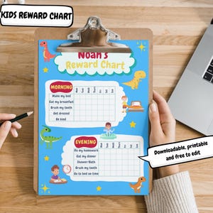 Dinosaur Reward Chart for Kids | Editable Chore Chart | Printable PDF ...