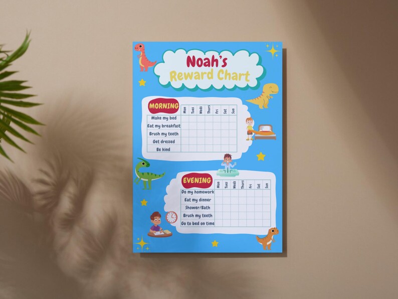 Dinosaur Reward Chart for Kids | Editable Chore Chart | Printable PDF ...