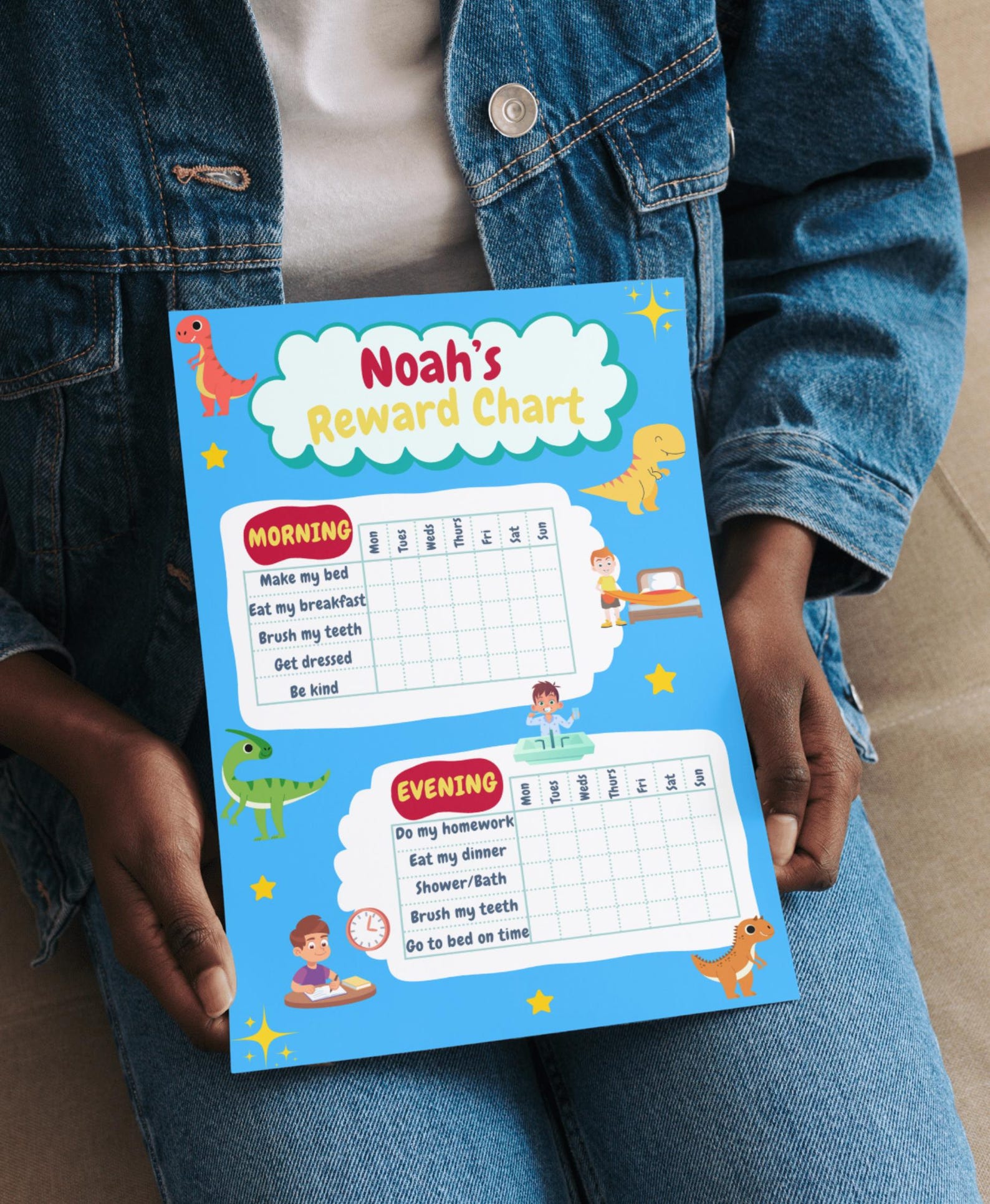 Dinosaur Reward Chart for Kids | Editable Chore Chart | Printable PDF ...