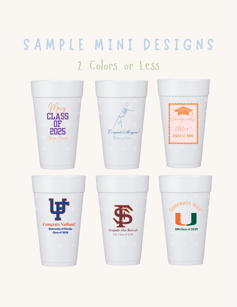 Custom Graduation Party Cups | Personalized Grad Party Cups FSU | Mini ...