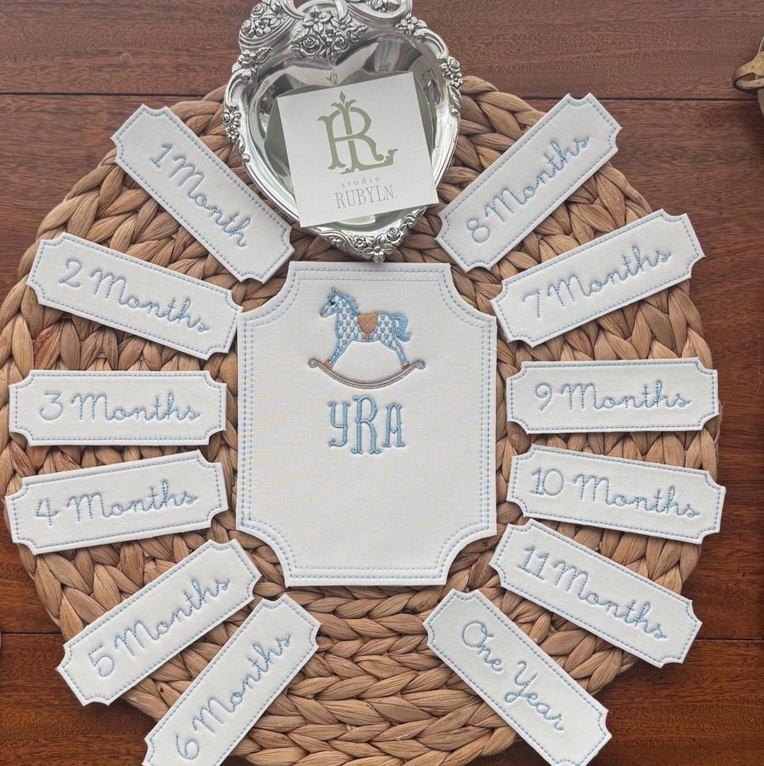 Embroidered Baby Milestone Card | Custom Heirloom Baby Gift - Etsy