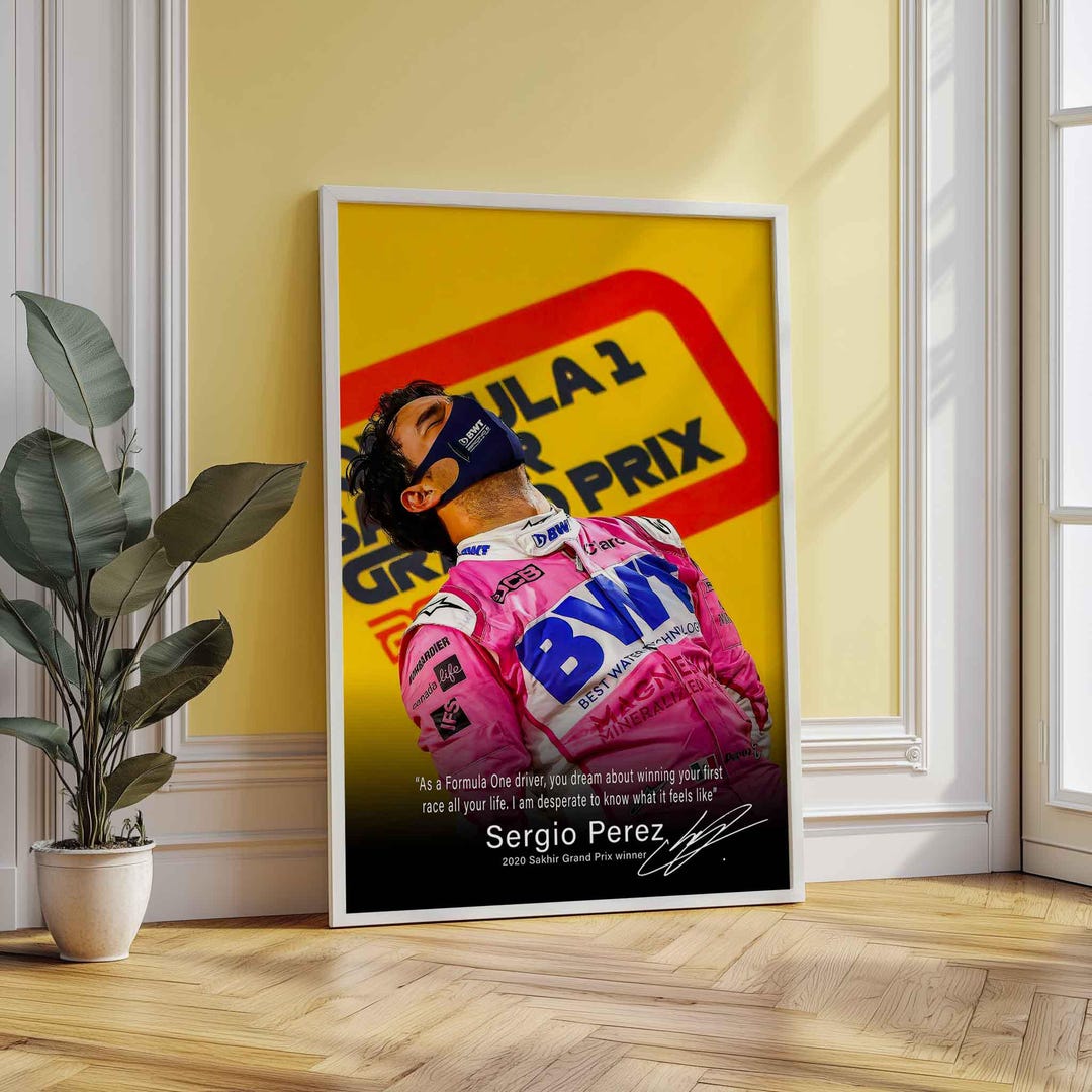Sergio Perez First F1 Win Poster Print or Canvas Wall Art, Checo Sakhir ...