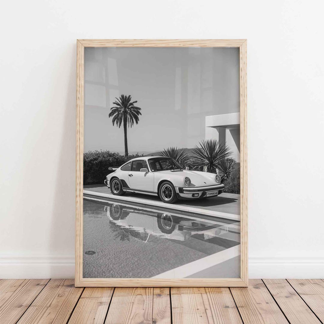 Retro Porsche 911 by Pool Poster Print | Vintage Car Art | Miami Beach ...
