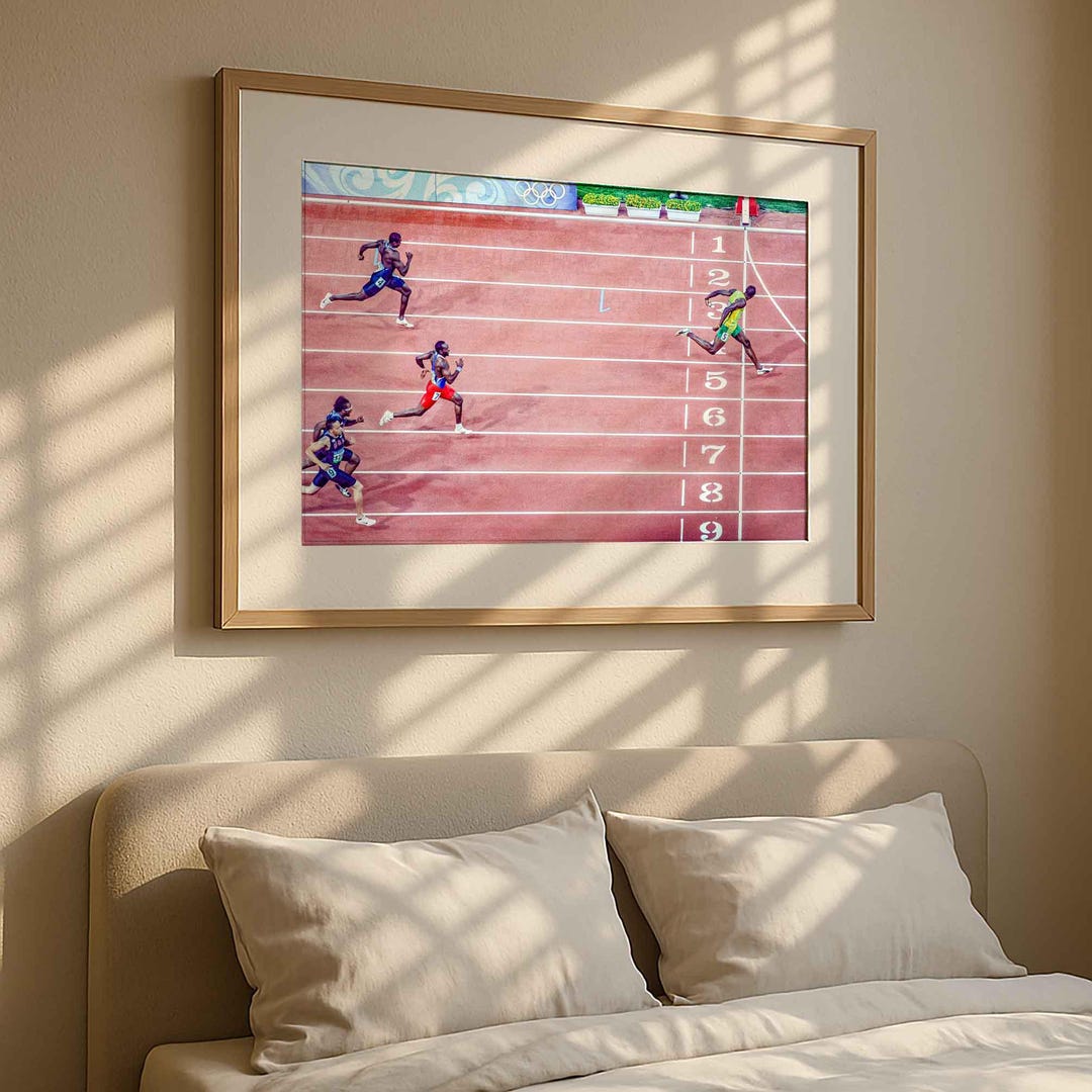 Usain Bolt Finish Line Poster Print and Canvas Wall Art - Olympic ...