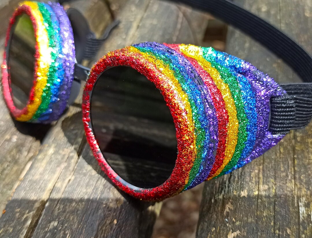 Steampunk Goggles Glitter Goggles Pride Outfit Rainbow Steampunk ...