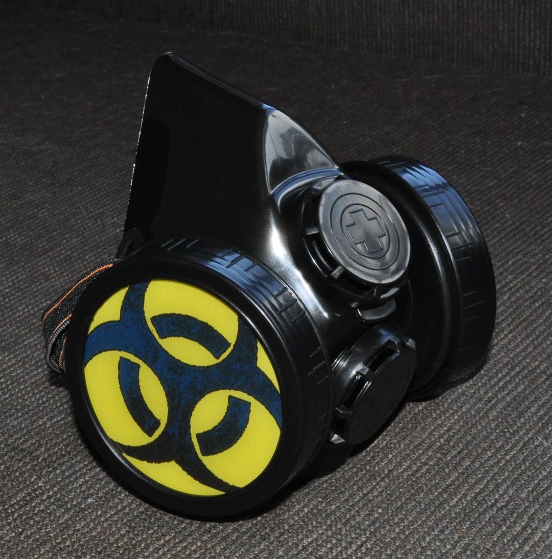 Cyber Mask Cyber Gothic Mask Black Halloween Gas Mask Yellow Simbol ...