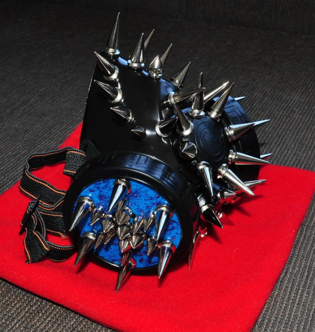 Black Cyber Mask Cyber Goth Respirator Gas Mask MONSTER Spikes Heavy ...