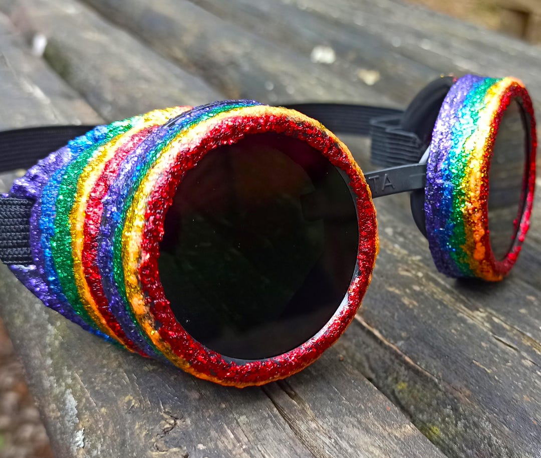 Steampunk Goggles Rainbow Goggles Steampunk Glasses Pride Outfit ...