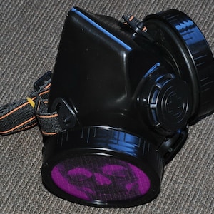 Cyber Mask Cyber Gothic Mask Halloween Black Gas Mask Violet Simbol ...
