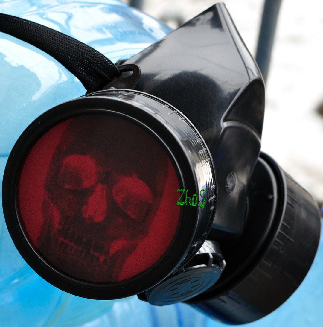 Black Cyber Mask Cyber Goth Mask Gas Mask SKULL Respirator Red SKULL ...