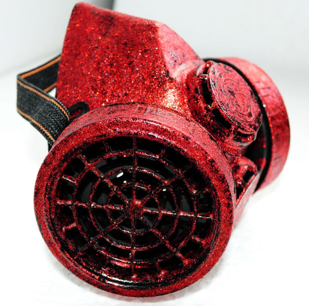 Red Cyber Mask Halloween Costume Fashion Cybergoth Mask Glitter Gothic ...